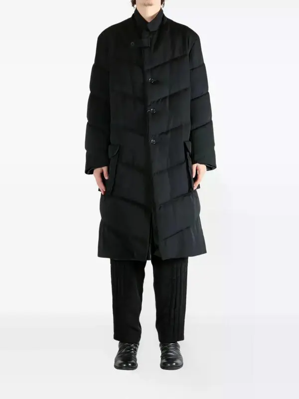 Yohji Yamamoto Quilted Diagonal-seam Coat