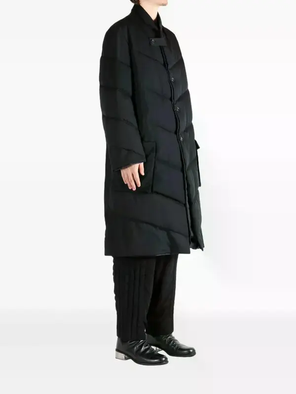 Yohji Yamamoto Quilted Diagonal-seam Coat