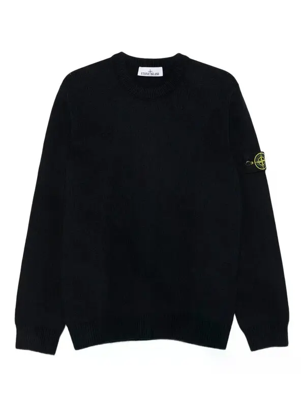 Stone Island Ribbed-knit Sweater With Logo Patch - Blue