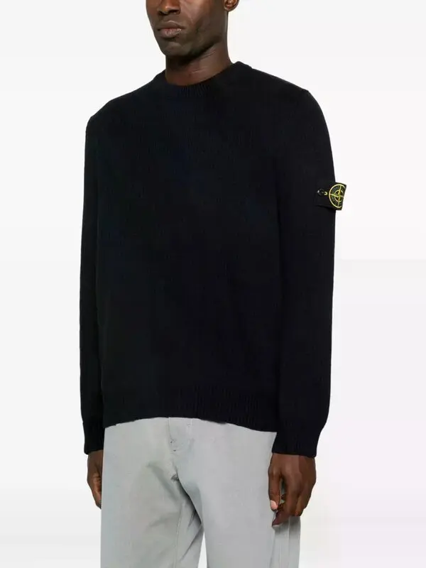 Stone Island Ribbed-knit Sweater With Logo Patch - Blue