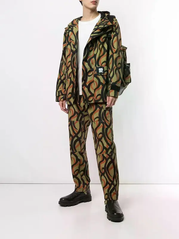 PORTS V Abstract-print Straight-leg Trousers