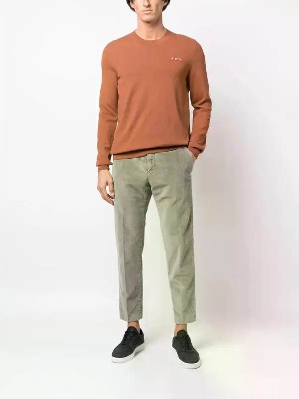 A.p.c. Logo-embroidered Fine-knit Jumper - Brown