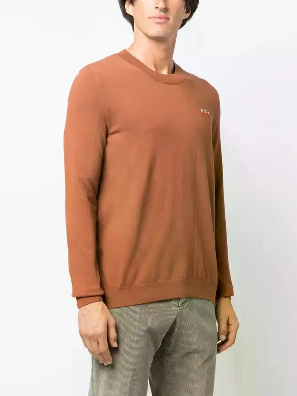 A.p.c. Logo-embroidered Fine-knit Jumper - Brown