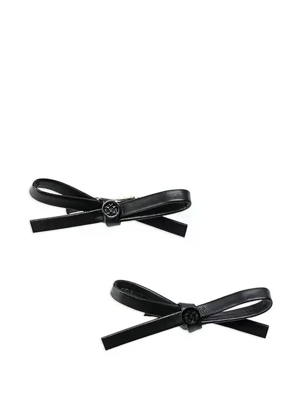 MAISON MICHEL Emma Bow-embellishment Leather Hair Clip - Black