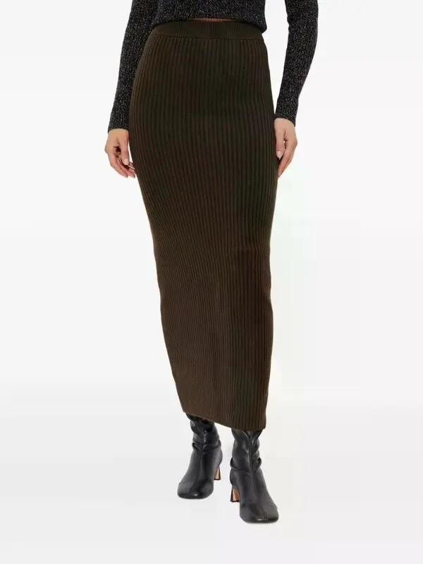 Max Mara Boris Ribbed Midi Skirt - Brown