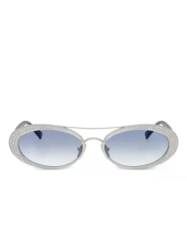 VOGUE EYEWEAR Embellished Oval Sunglasses - Silver