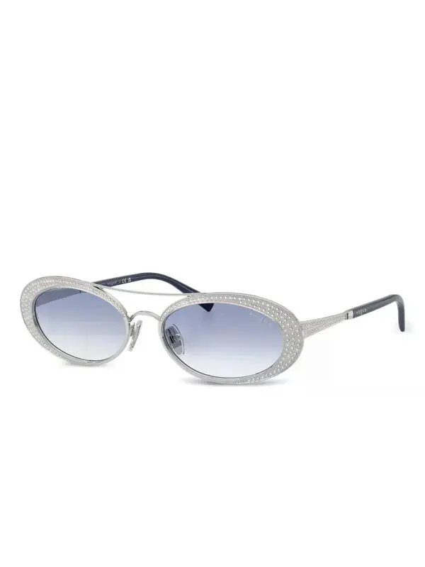 VOGUE EYEWEAR Embellished Oval Sunglasses - Silver