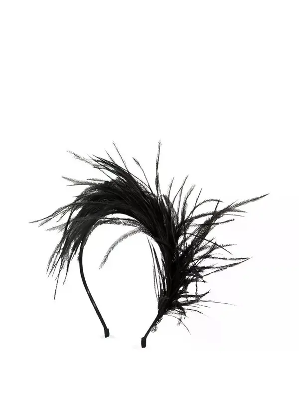 MAISON MICHEL Feather-embellished Headband - Black