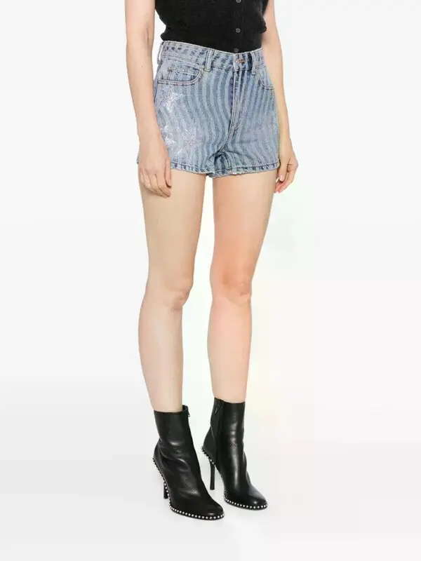 Alexander Wang Star-embellished Denim Shorts - Blue