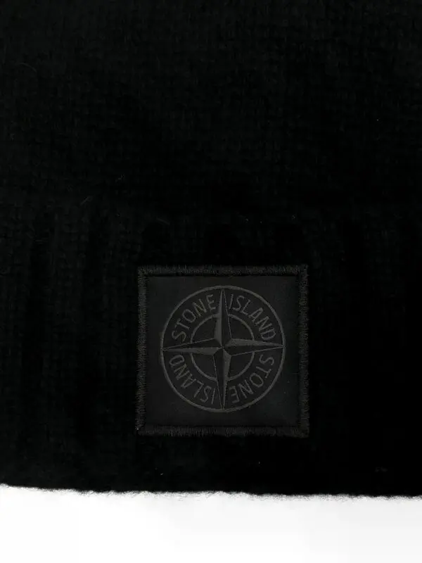 Stone Island Logo-patch Cashmere Beanie - Black