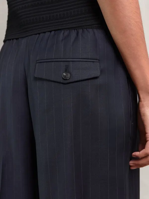 REISS Wool-blend Pinstripe Wide-leg Trousers