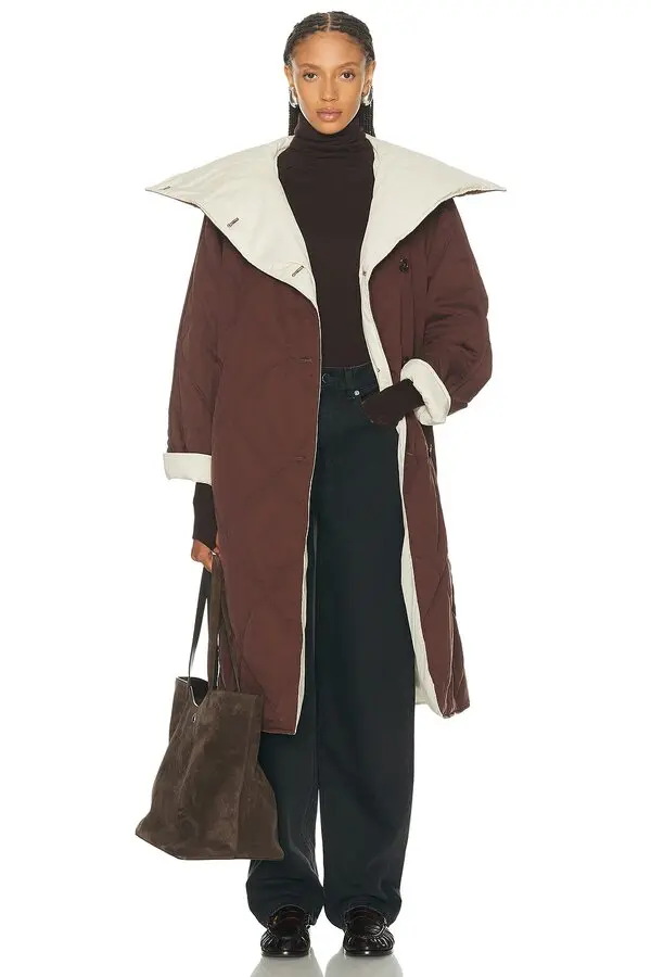 Varley Annalise Reversible Wrap Coat - Deep Mahogany & Birch