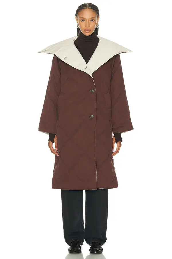 Varley Annalise Reversible Wrap Coat - Deep Mahogany & Birch