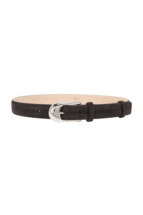 Khaite Dome 25mm Suede Belt - Dark Brown & Silver