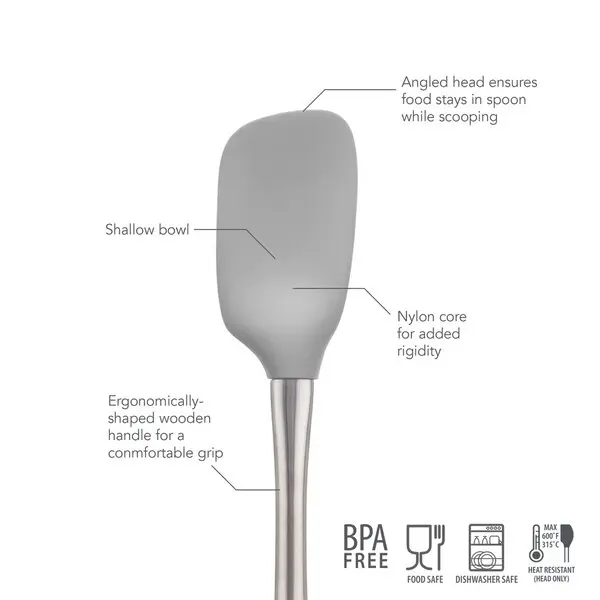 TOVOLO Flex Core Stainless Steel Handled Spoonula - Oyster Gray
