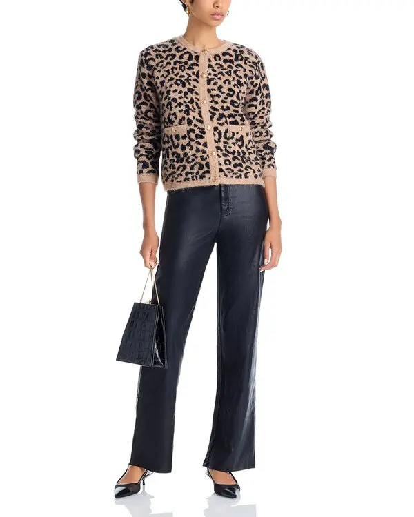 Aqua Leopard Print Cardigan - Camel/black