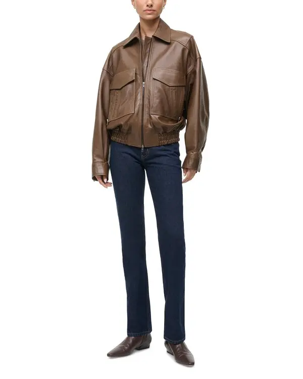 Staud Eugene Leather Jacket - Truffle
