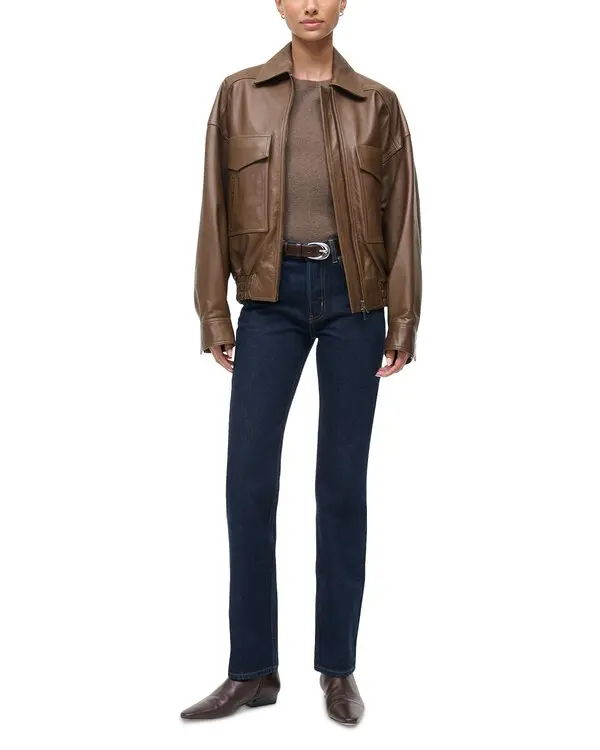 Staud Eugene Leather Jacket - Truffle