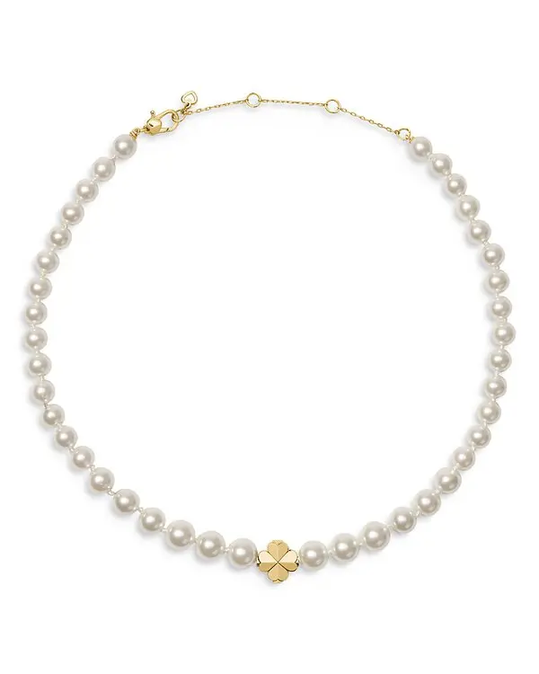 Kate Spade New York Spade Flower Imitation Pearl Collar Necklace - Pearl/gold