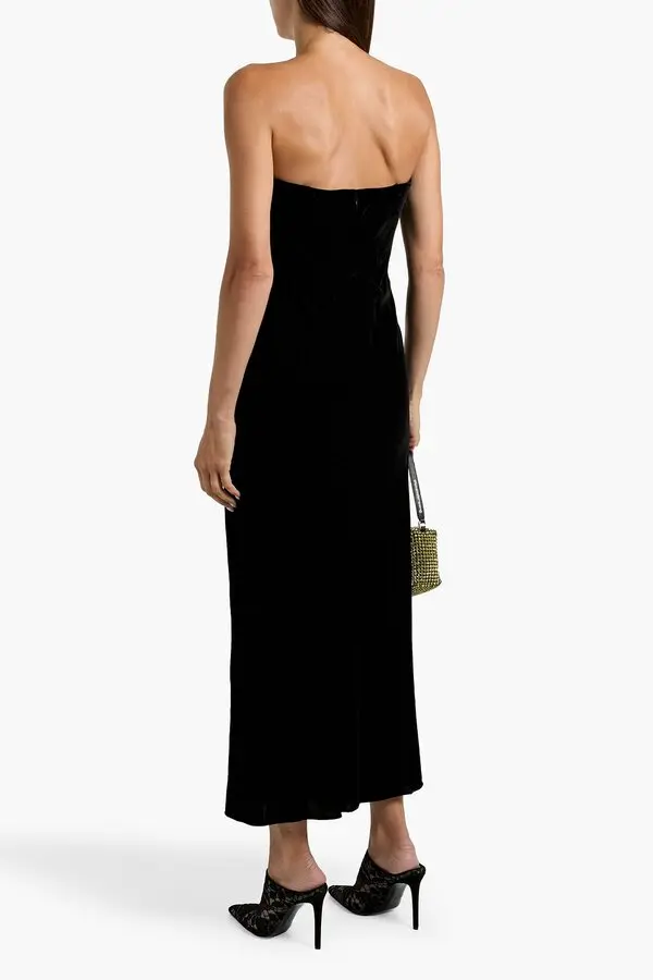 Veronica Beard Flora Strapless Velvet Midi Dress