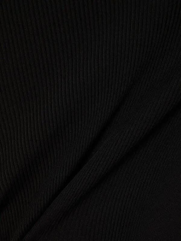 Saint Laurent Lace-trimmed Ribbed Silk-jersey Mini Dress - Black