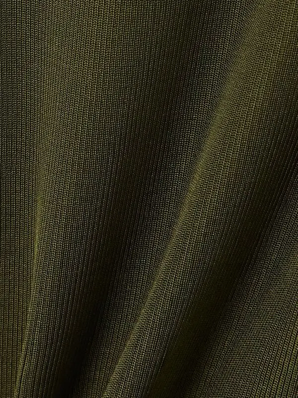 Saint Laurent Lace-trimmed Ribbed Silk-jersey Mini Dress - Green