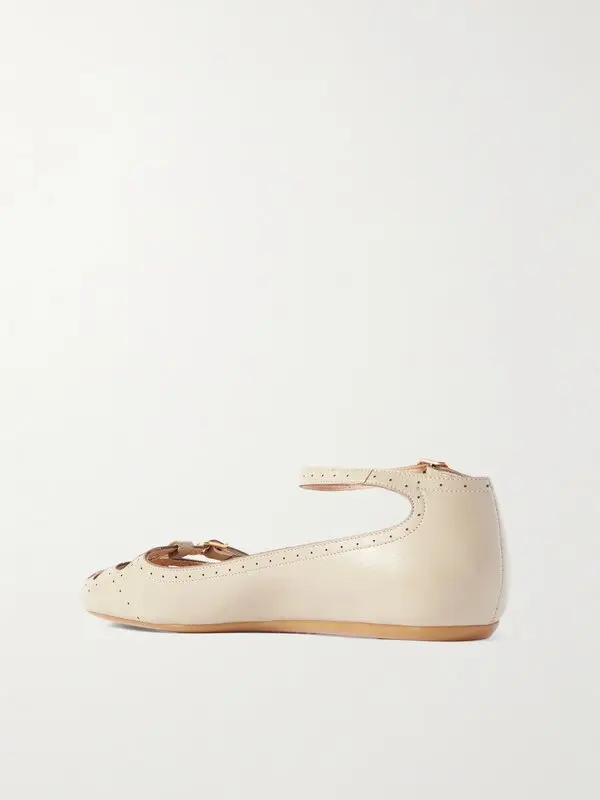 Chloé Misty Laser-cut Leather Ballet Flats - Neutrals