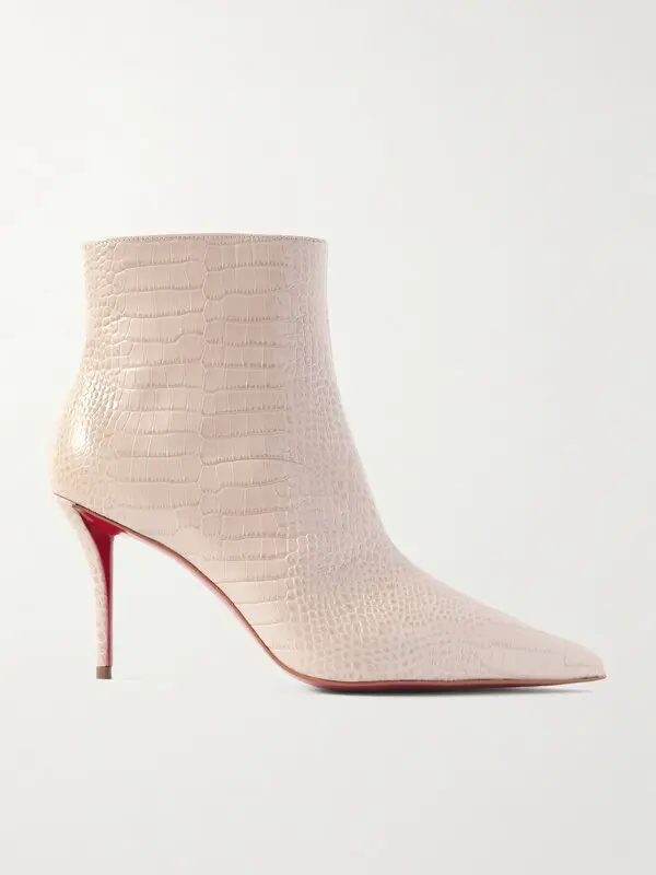 CHRISTIAN LOUBOUTIN Miss Z 80 Croc-effect Leather Ankle Boots