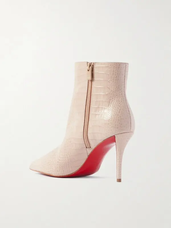 CHRISTIAN LOUBOUTIN Miss Z 80 Croc-effect Leather Ankle Boots