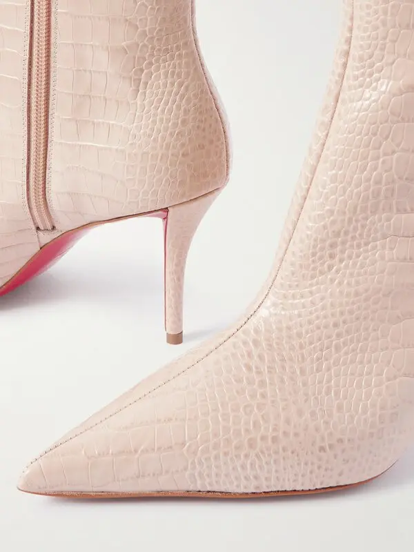 CHRISTIAN LOUBOUTIN Miss Z 80 Croc-effect Leather Ankle Boots
