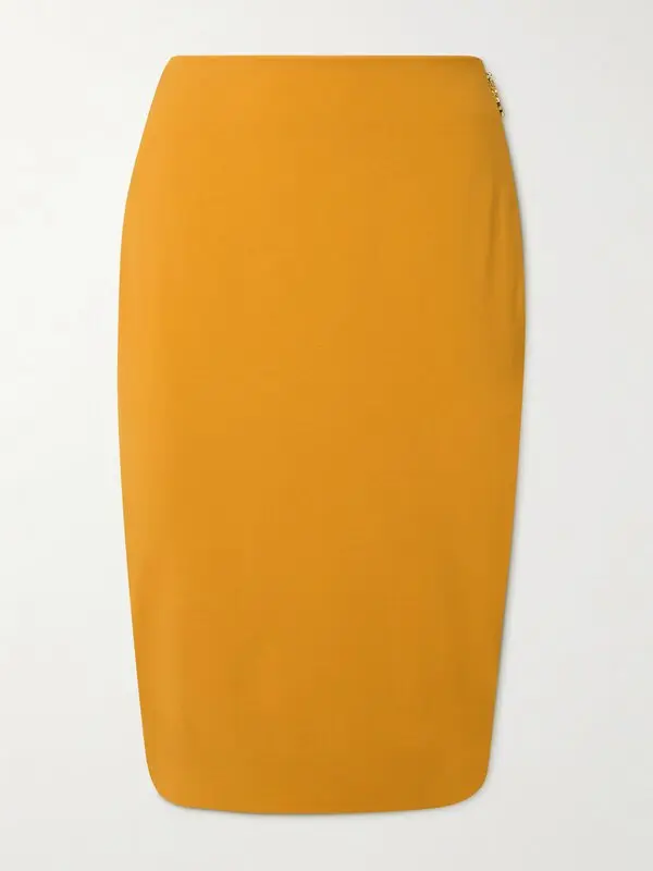 Saint Laurent Grain De Poudre Pencil Skirt - Orange