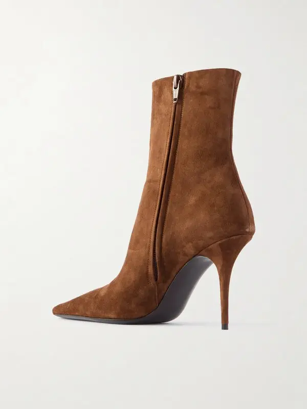Saint Laurent Ashley Suede Ankle Boots - Brown