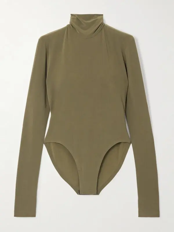 Norma Kamali Stretch-jersey Turtleneck Bodysuit - Brown