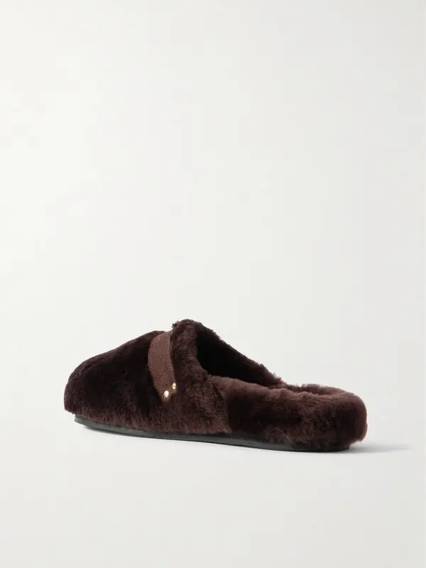 ANCIENT GREEK SANDALS Vasilitsa Buckled Shearling Clogs - Brown