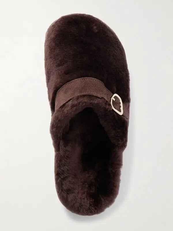 ANCIENT GREEK SANDALS Vasilitsa Buckled Shearling Clogs - Brown