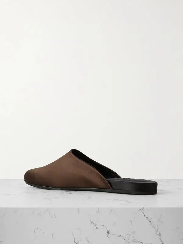 ANCIENT GREEK SANDALS The Slipper Satin Mules - Brown
