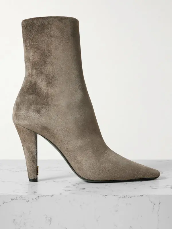 Saint Laurent Jill Suede Ankle Boots - Gray