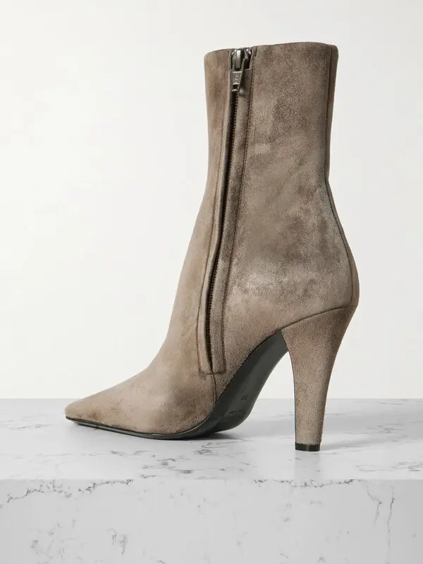 Saint Laurent Jill Suede Ankle Boots - Gray