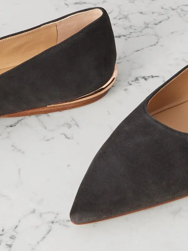 Gabriela Hearst Fleur Suede Ballet Flats - Gray