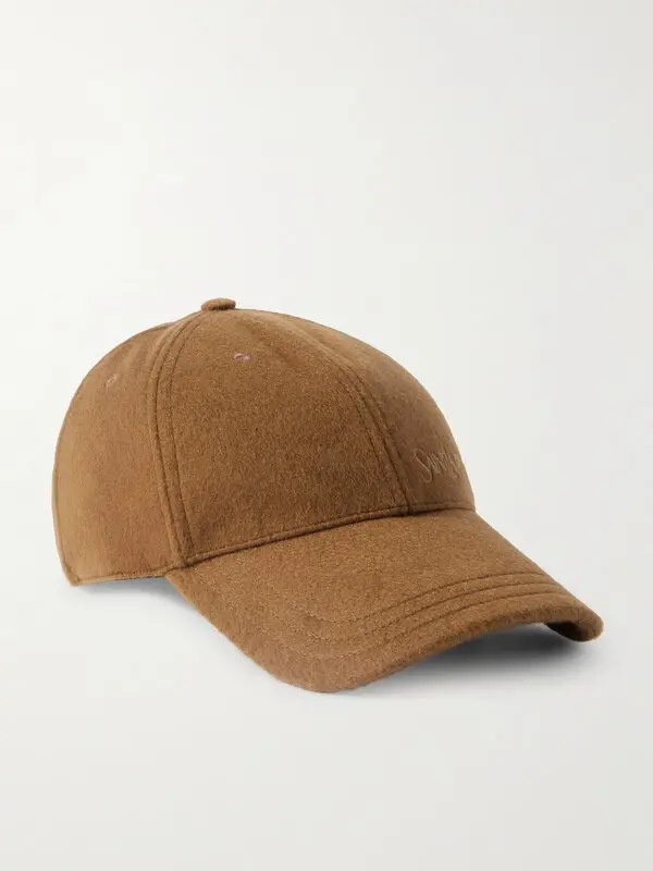 Saint Laurent Embroidered Brushed-cashmere Baseball Cap - Brown