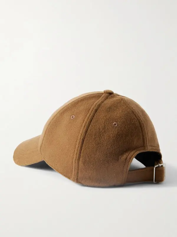 Saint Laurent Embroidered Brushed-cashmere Baseball Cap - Brown
