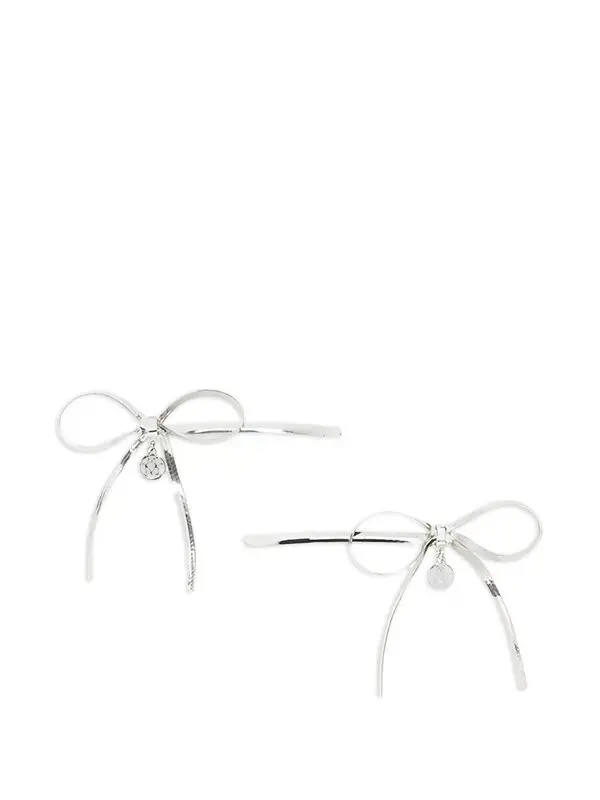 MAISON MICHEL Bow-embellished Hair Slides - Silver