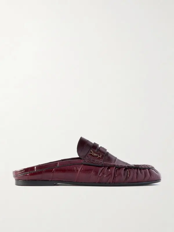 Saint Laurent Le Loafer Eel Slippers - Burgundy