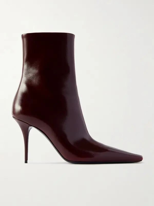 Saint Laurent Ashley Polished-leather Ankle Boots