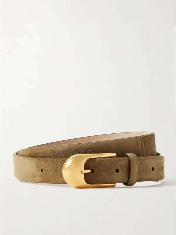Khaite Dome Suede Belt - Neutrals