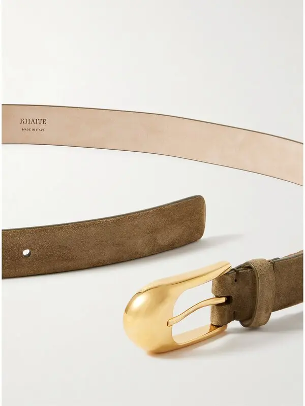 Khaite Dome Suede Belt - Neutrals