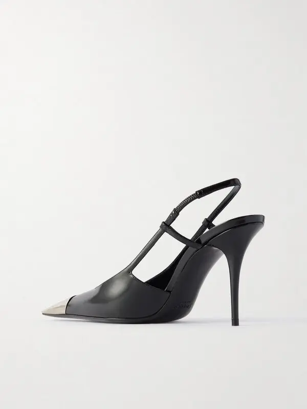 Saint Laurent Jeanne Embellished Slingback Pumps - Black
