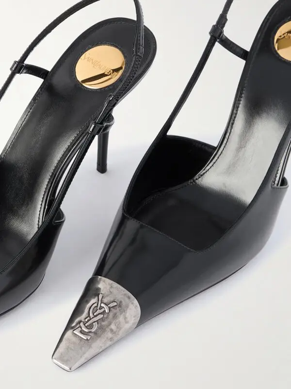 Saint Laurent Jeanne Embellished Slingback Pumps - Black