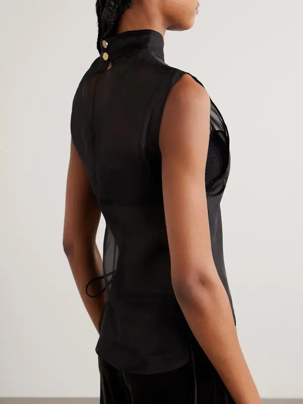 Le Kasha Anzio Silk-tulle Top