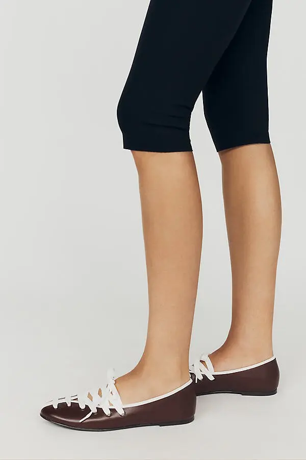 Maeve Contrast Lace-up Ballet Flats